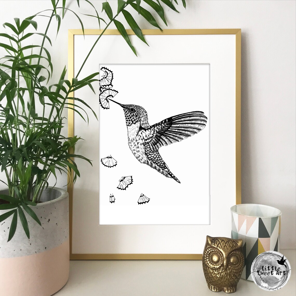 Black White Bird Print Hummingbird Ink Drawing Pen | Etsy