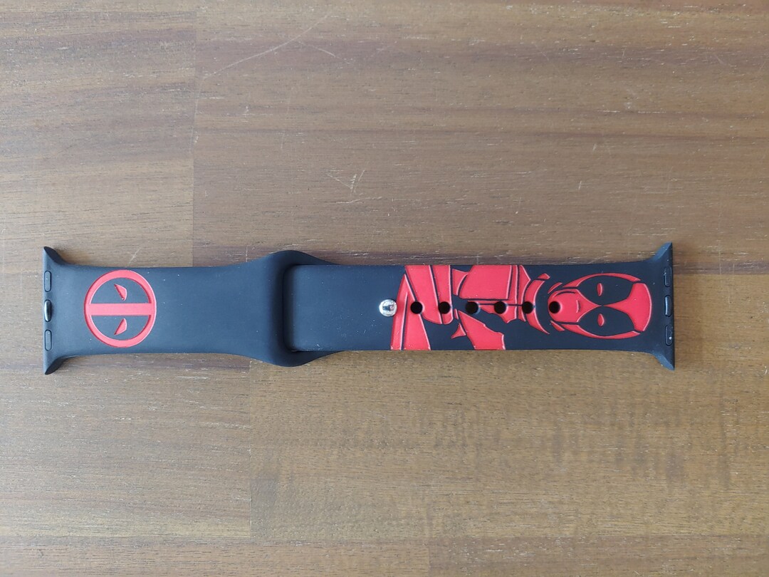 DEADPOOL Custom Art Laser Engraved Dual Color Silicone Watch Band for ...