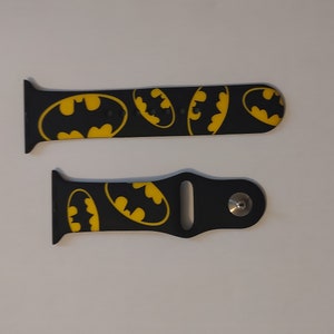 Batman Themed Custom Art Laser Engraved Dual Color Silicone Watch Band ...
