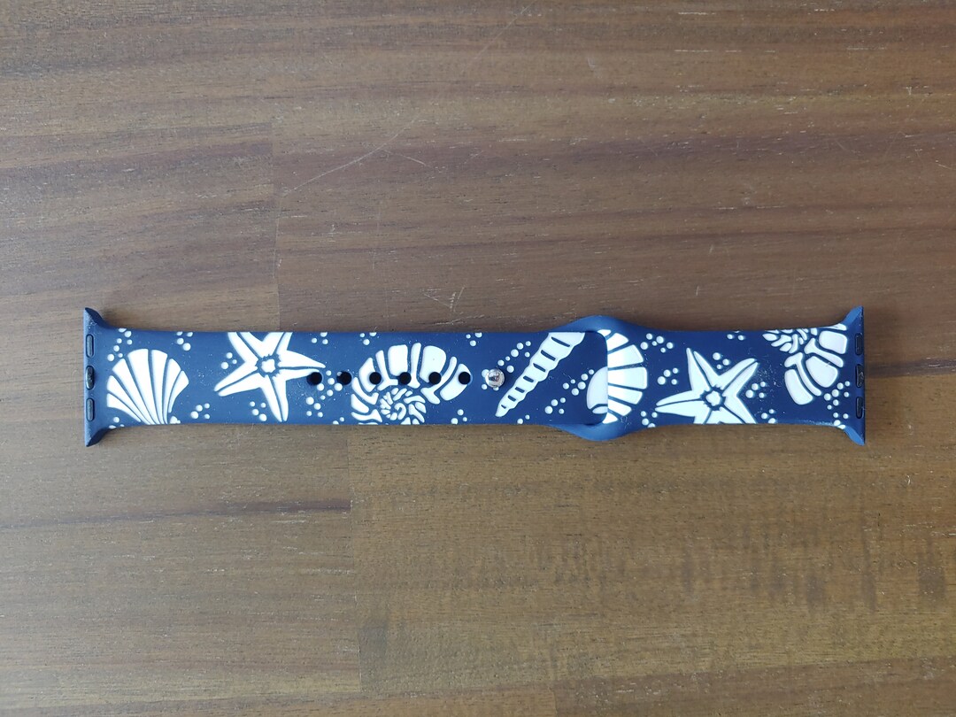 Sea Shells Custom Art Laser Engraved Dual Color Silicone Watch Band for ...