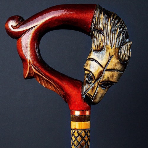 Wolf Handle Walking Stick and Cane Cane for Men & Women - Etsy