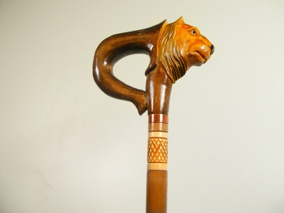 Lion Cane Collectible Cane Wooden Cane Walking Cane Wooden | Etsy