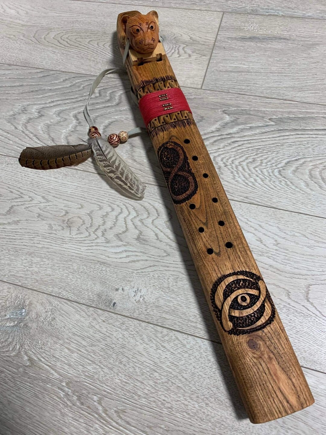 Native American Flute-handmade Wood Carving Flute Key of Low B Low C ...