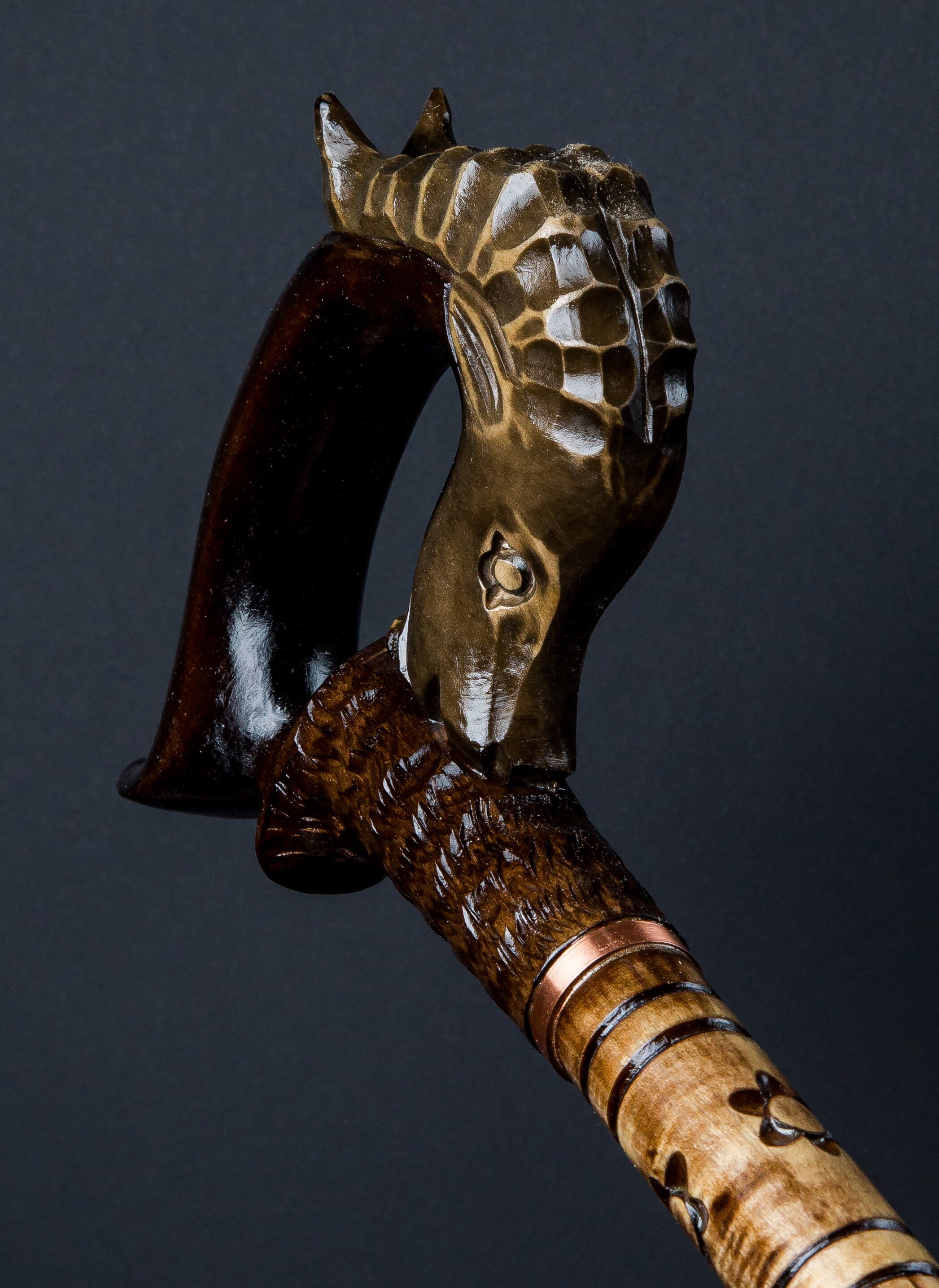 Ram Walking Stick Cane Brown Luxury Designer Art Stone Handle | Etsy