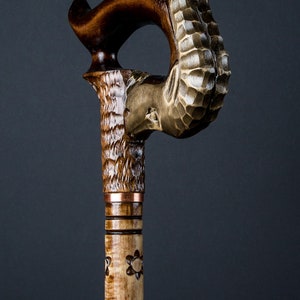 Ram Walking Stick Cane Brown Luxury Designer Art Stone Handle Wooden ...