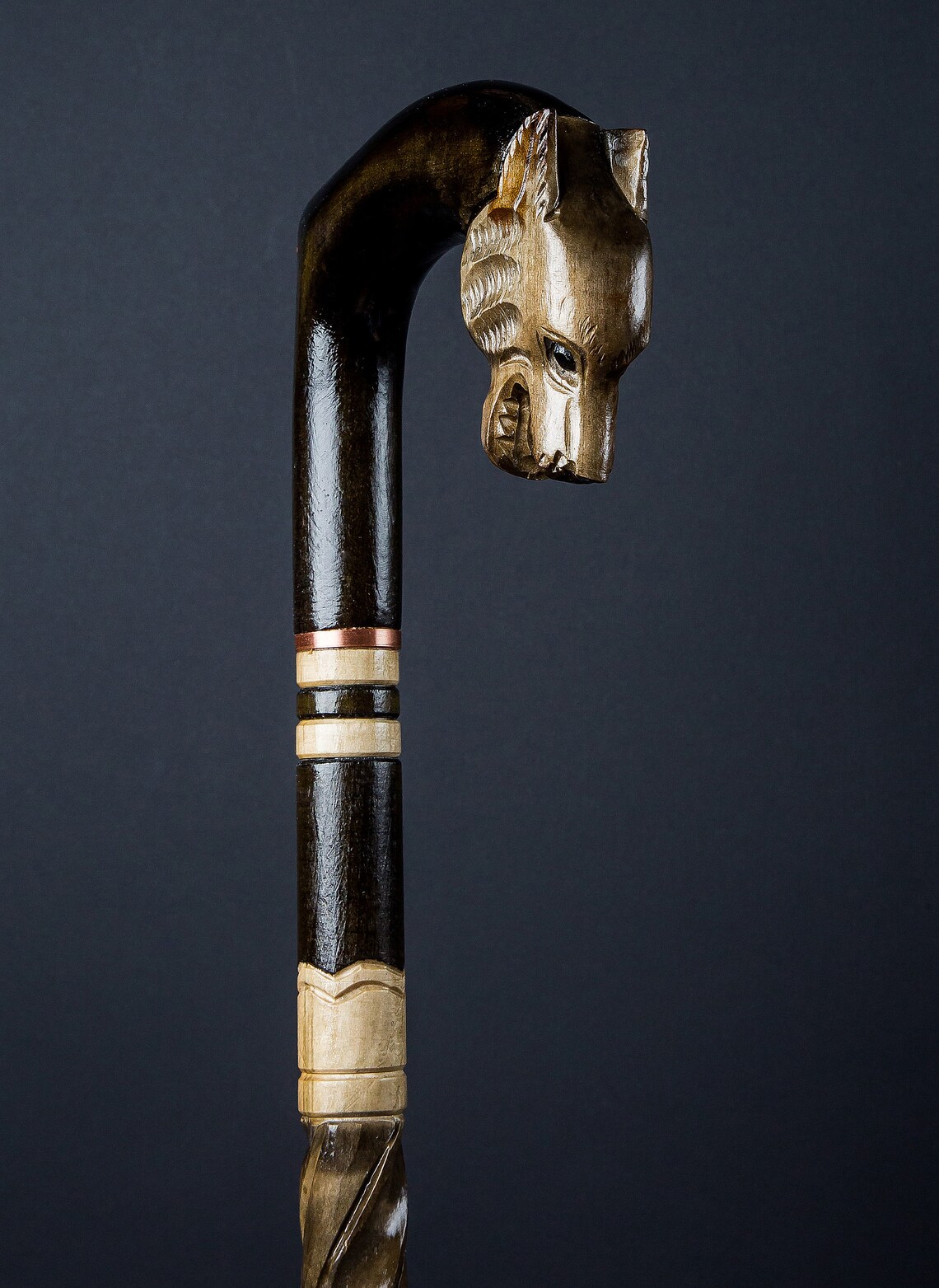 Wolf Walking Cane Stick Vintage Walking Cane Carved Animal - Etsy
