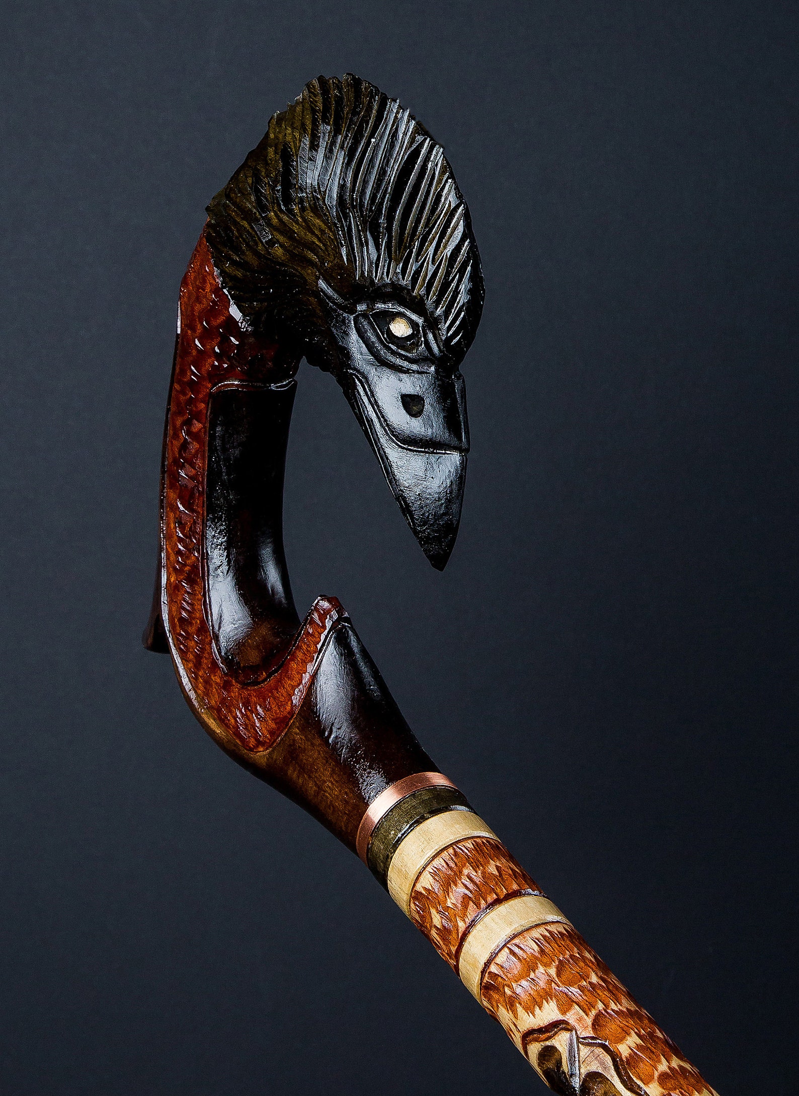 Wooden Walking Stick Crow Handle Black Antique Style Cane | Etsy