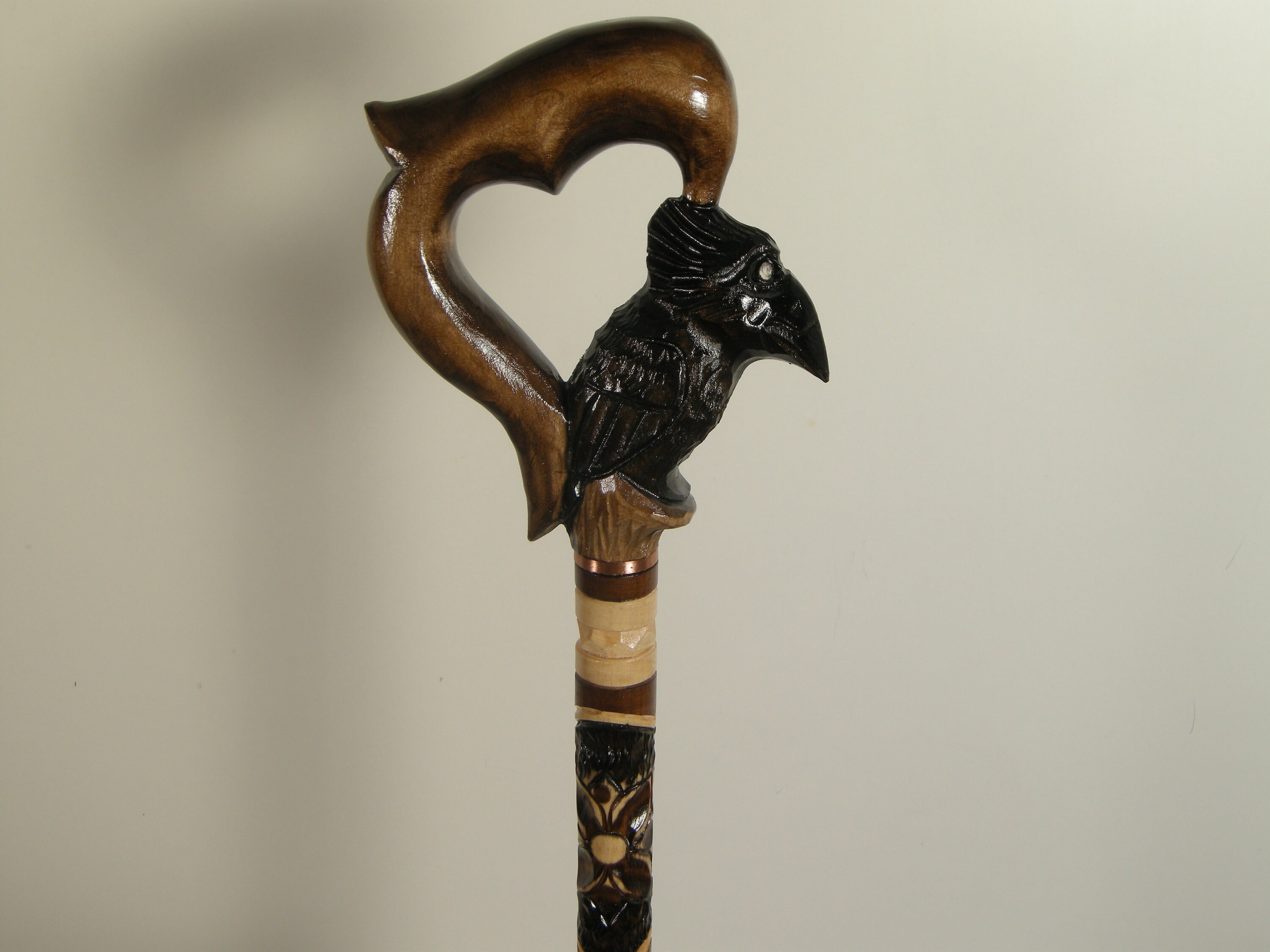 Black Raven Cane Walking Stick Wood Wooden Cane Hand Carved - Etsy