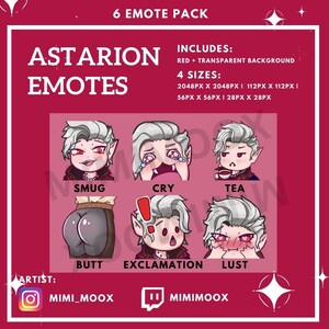 Astarion Twitch Emote Set, 5 Emotes, Baldur's Gate 3 / BG3 - Etsy
