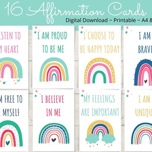 Kids Affirmation Cards Rainbow designs Children's | Etsy