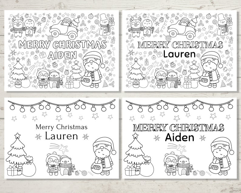 Personalized Kids Christmas Colouring Sheets, Add Your Child's Name ...