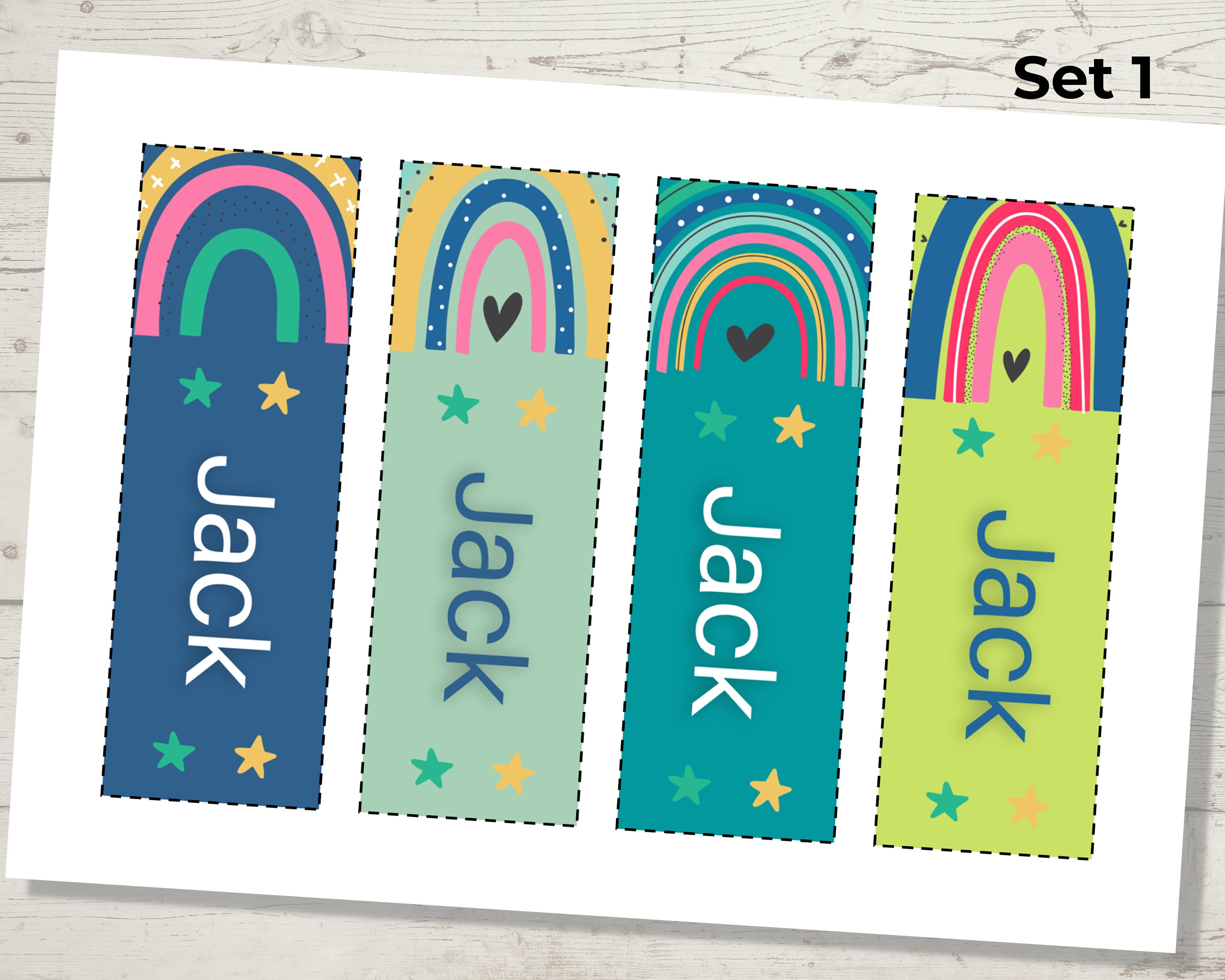 Kids Printable Bookmarks, Personalized Set of 4 - Name Bookmarks ...