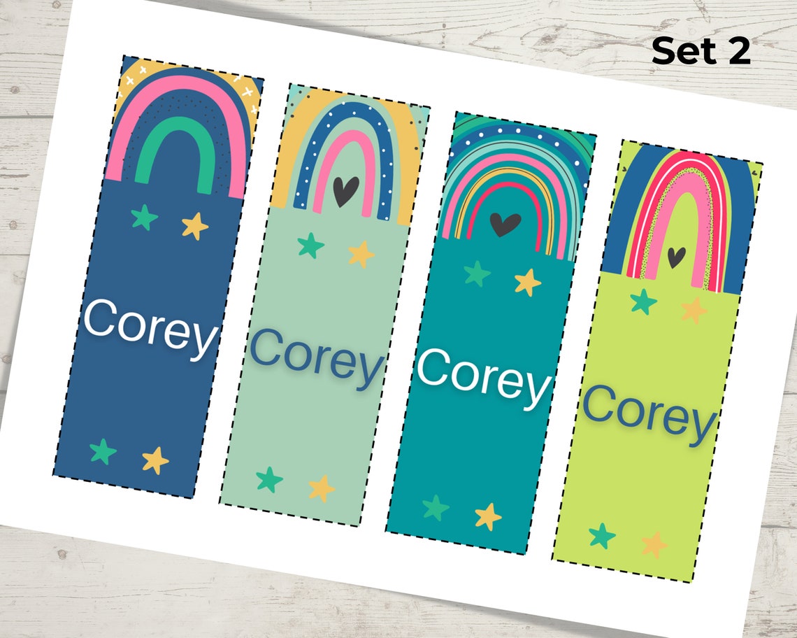 Kids Printable Bookmarks, Personalized Set of 4 Name Bookmarks ...