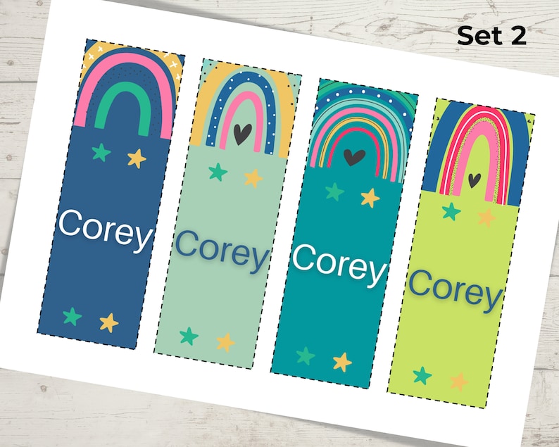 Kids Printable Bookmarks, Personalized Set of 4 Name Bookmarks ...
