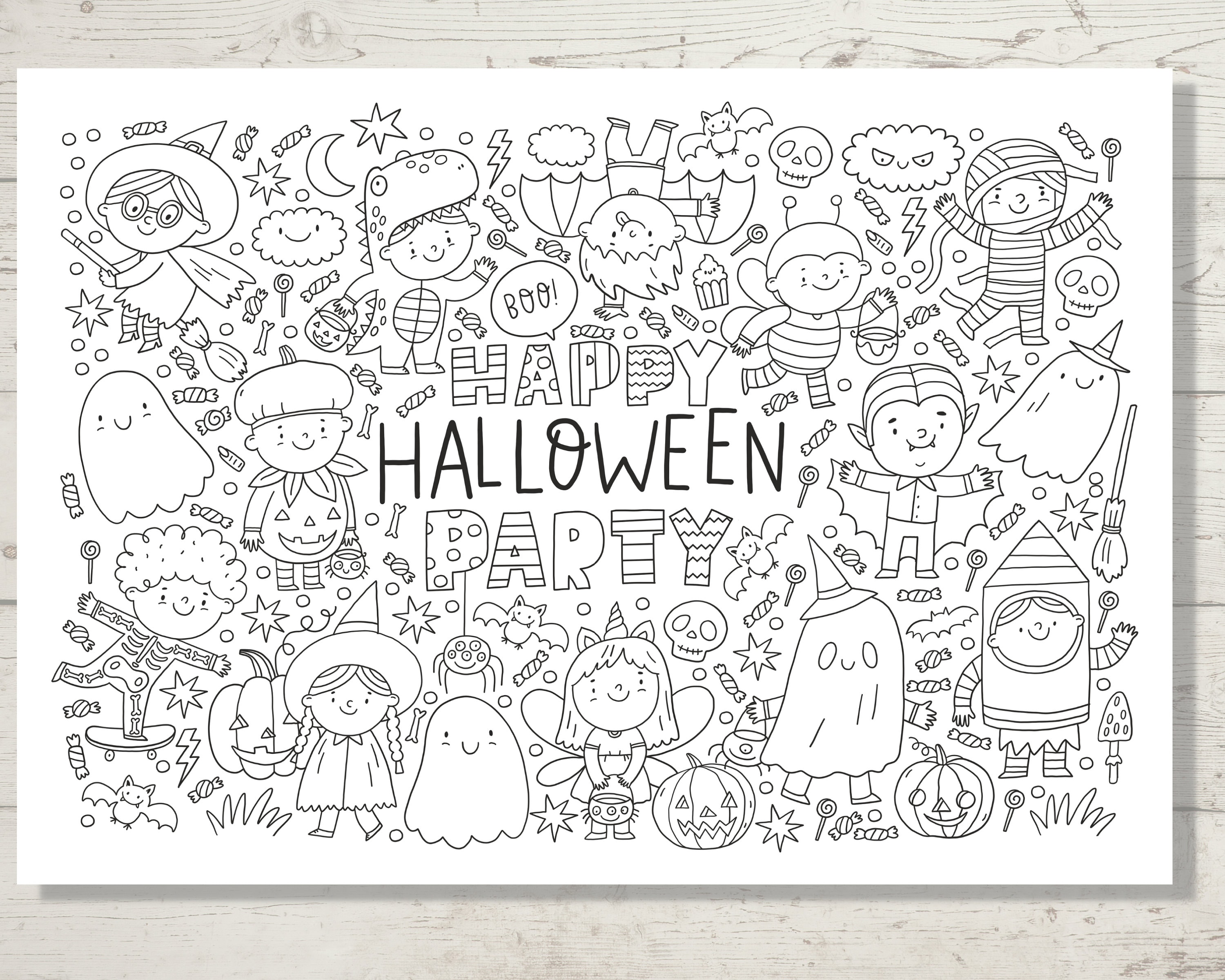 Giant Halloween Coloring Pages: Mindful Colouring for Kids (instant ...