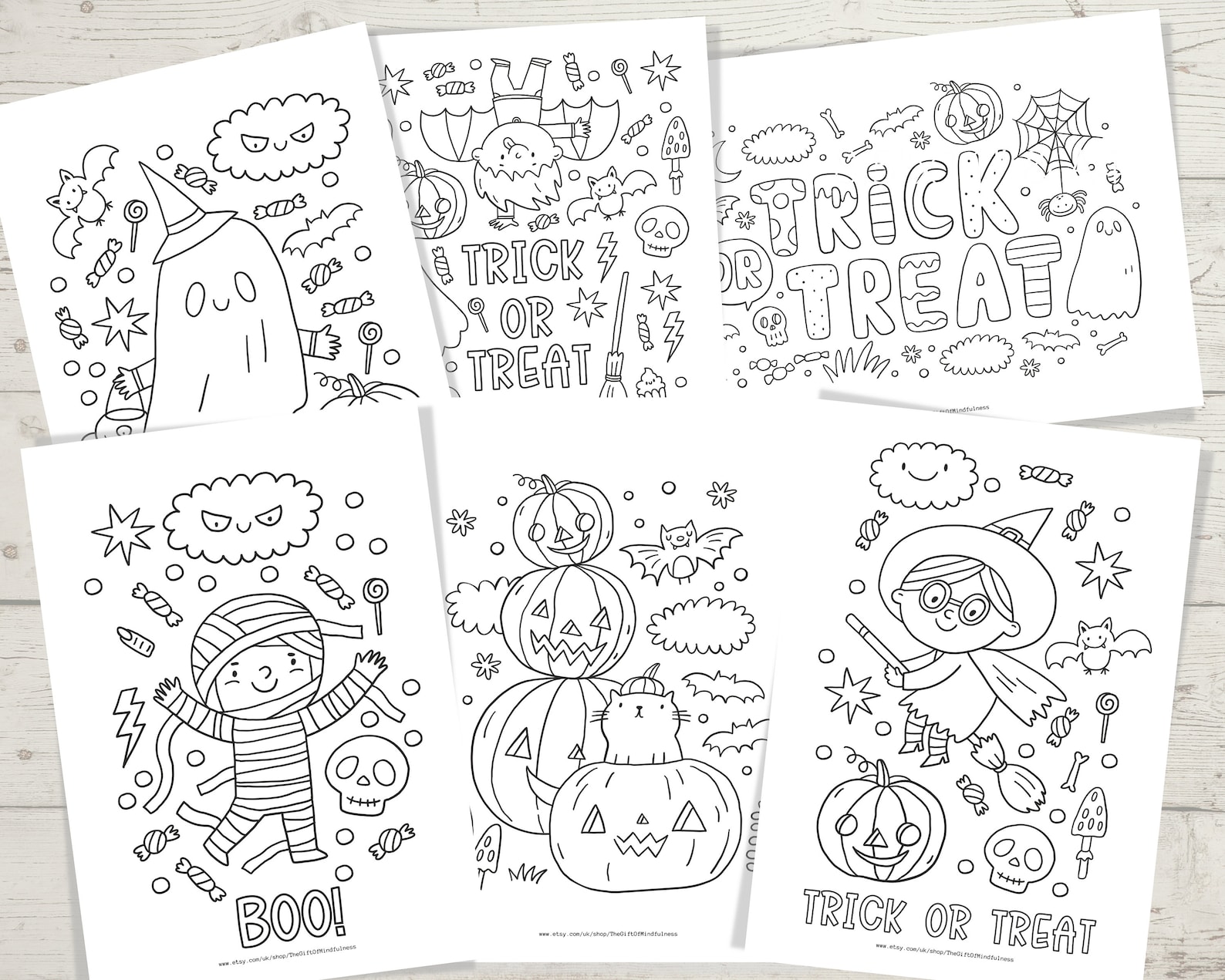 Halloween Coloring Pages, Kids Illustrations (digital Download A4/US ...