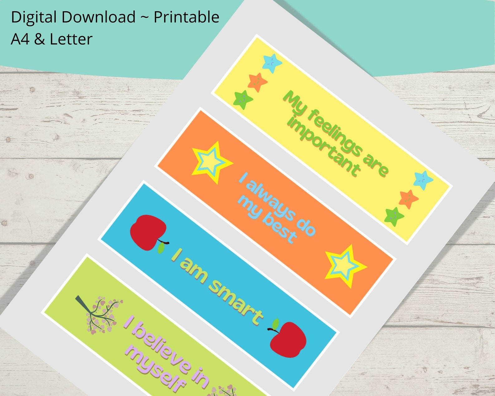 Kids Printable Bookmarks - Positive Affirmations, Motivational ...