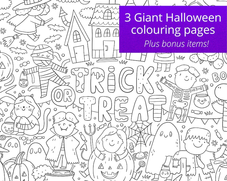 Giant Halloween Colouring Sheets, Printable Halloween Colouring Pages ...
