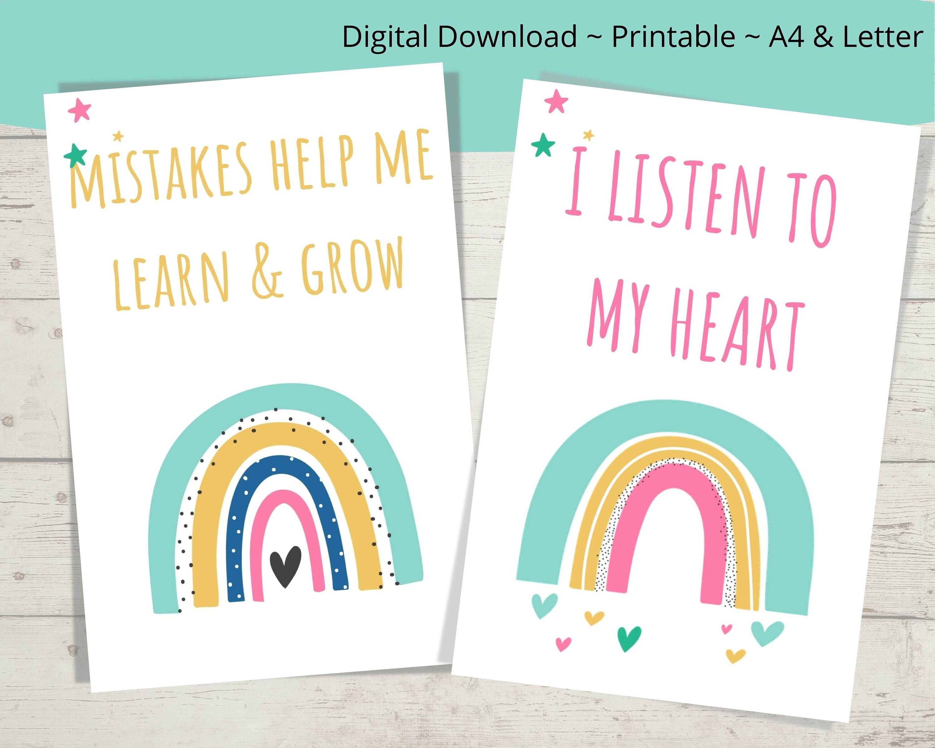 Kids Affirmation Cards Rainbow designs Children's | Etsy