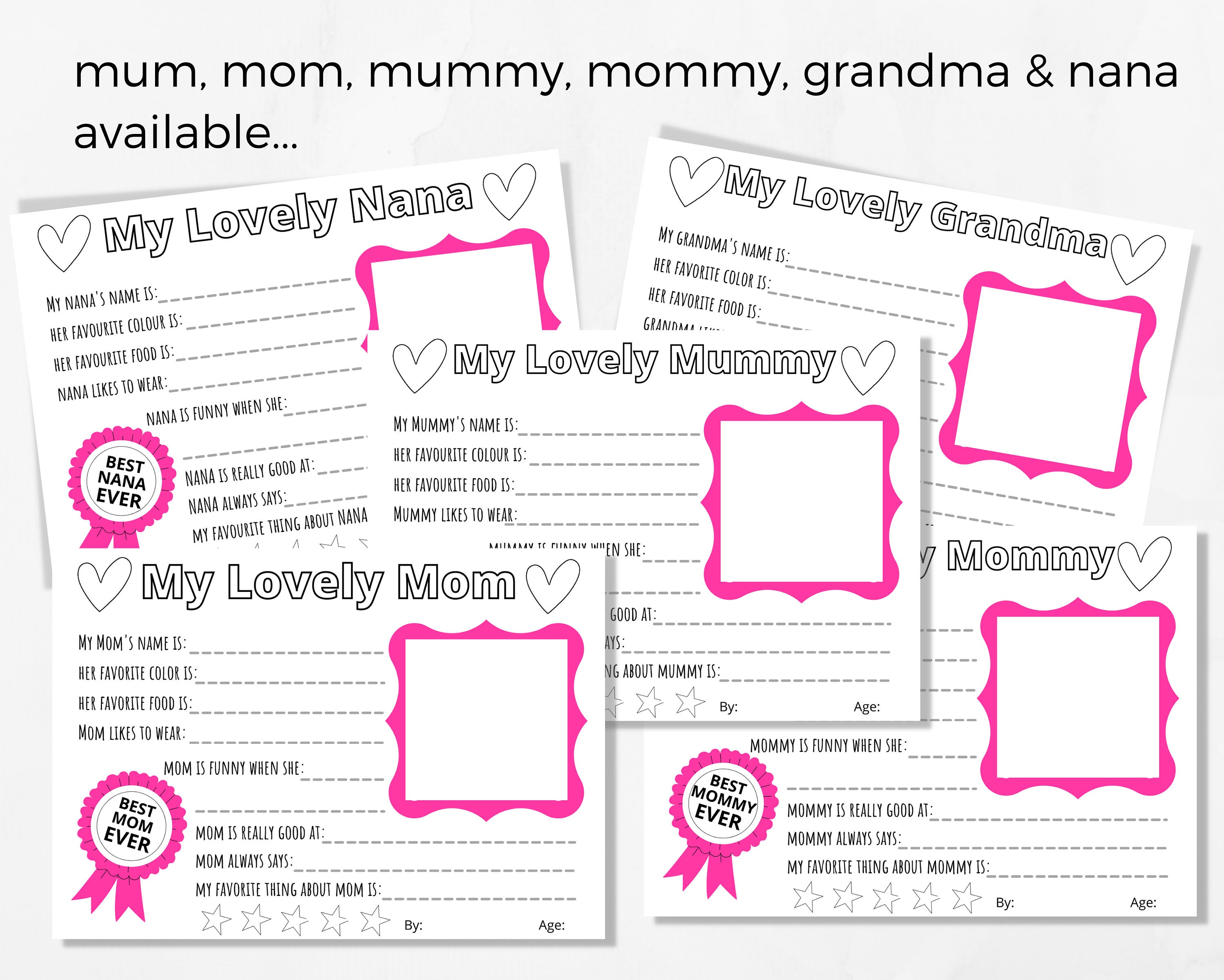 All About Mum / Mummy Printables, Birthday, Mothers Day Q&A - My Lovely ...