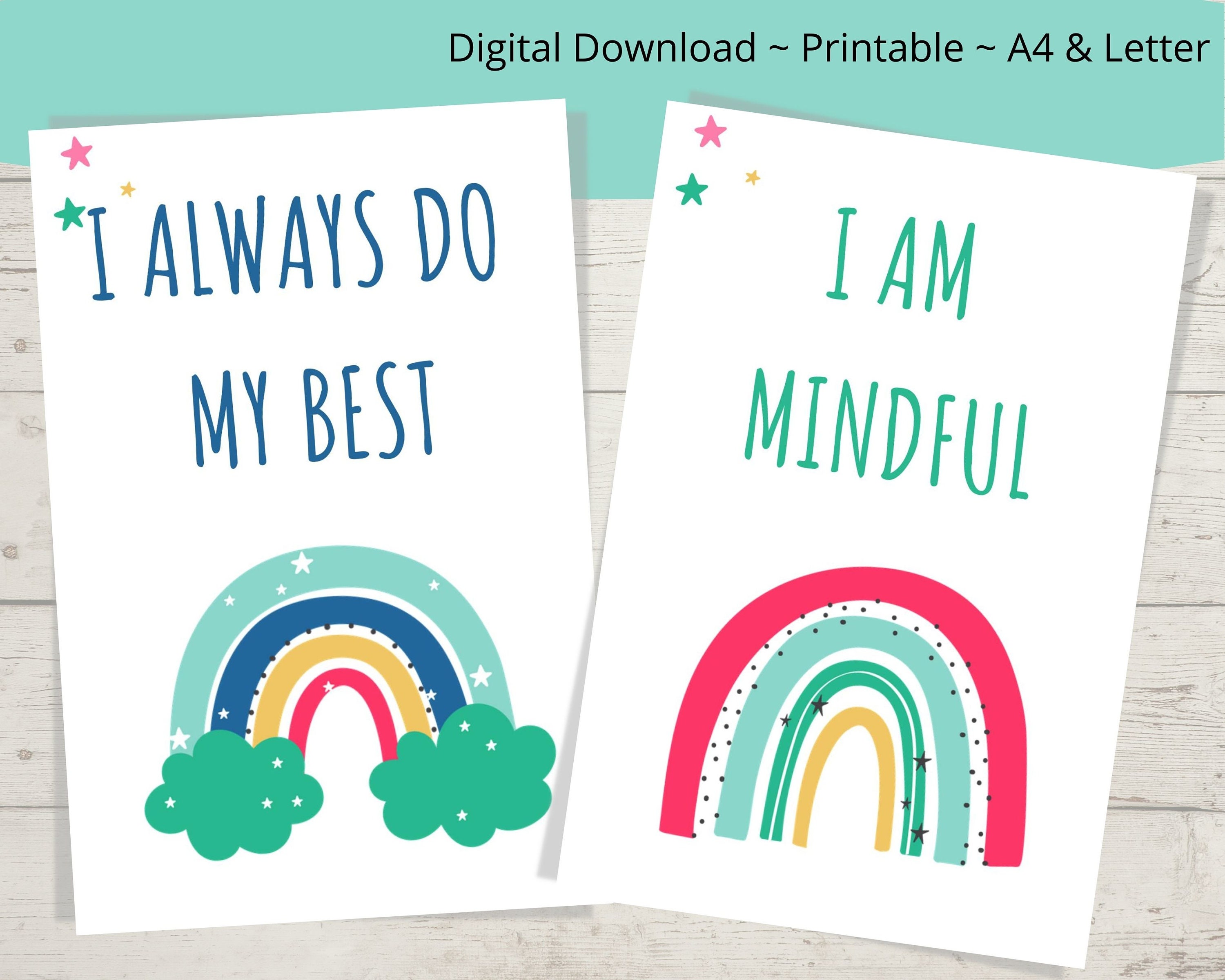 Kids Affirmation Cards Rainbow designs Children's | Etsy