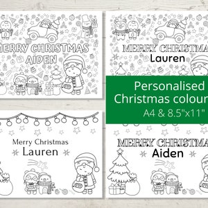 Personalized Kids Christmas Colouring Sheets, Add Your Child's Name ...