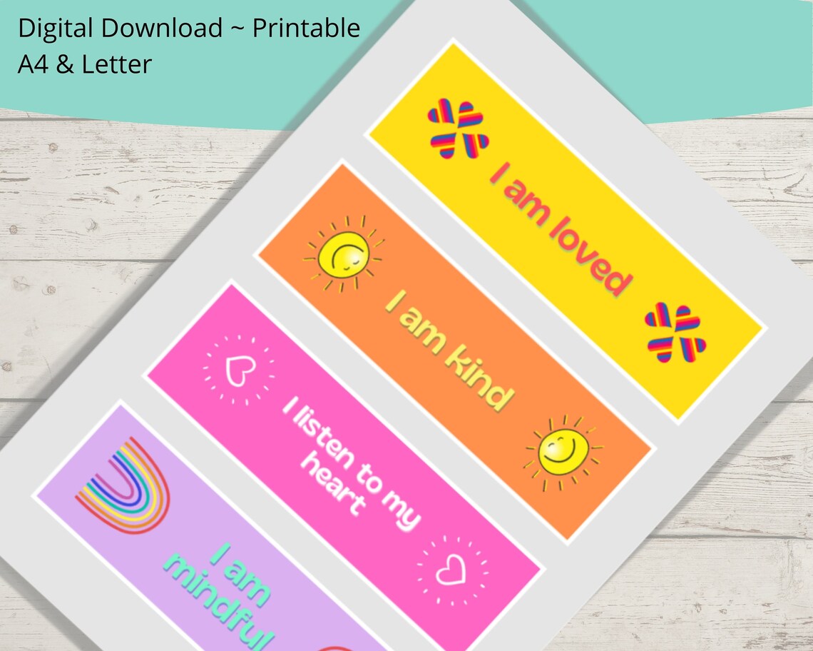 Kids Printable Bookmarks Positive Affirmations, Motivational Bookmarks ...