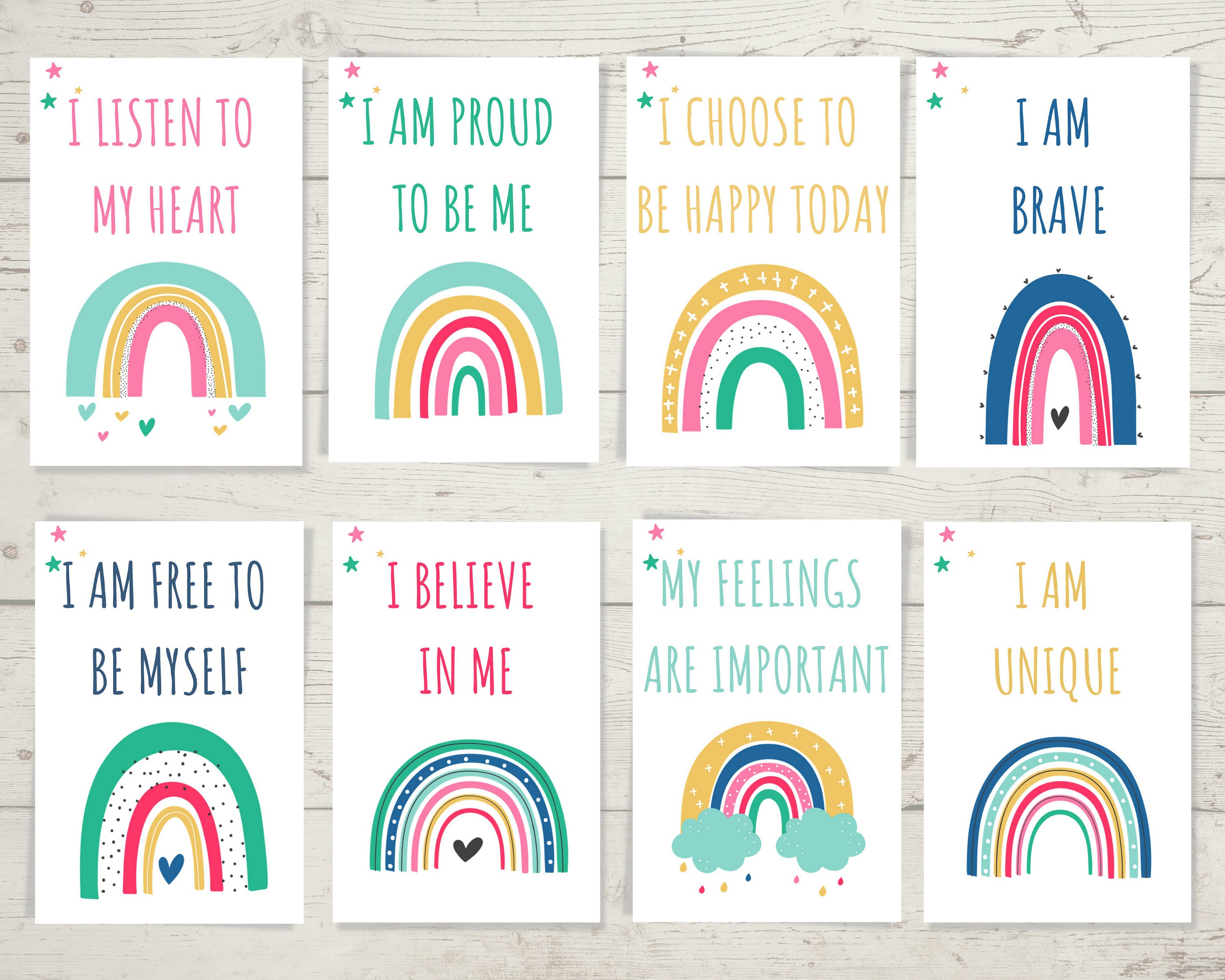 Kids Affirmation Cards - Rainbow Designs | Children's Positive ...