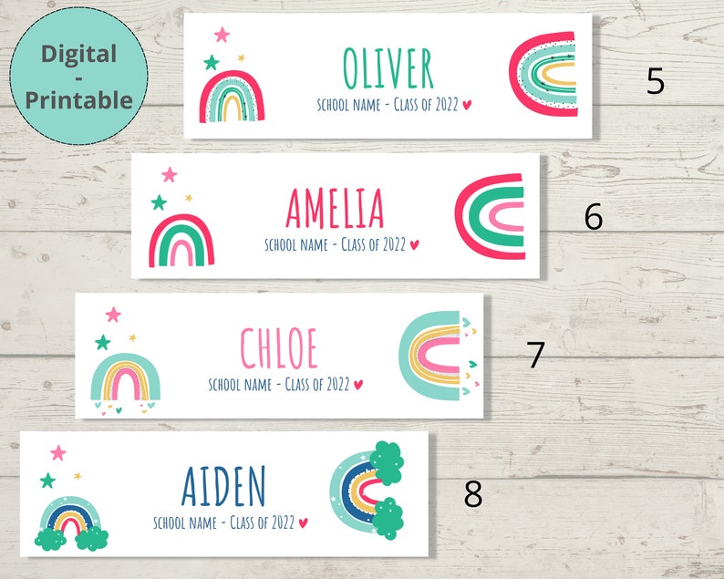 Printable Personalized Student Bookmarks, Class Bookmarks, Pupil Gifts ...