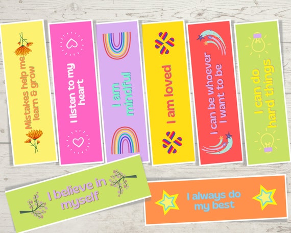 Kids Printable Bookmarks Positive Affirmations Motivational - Etsy