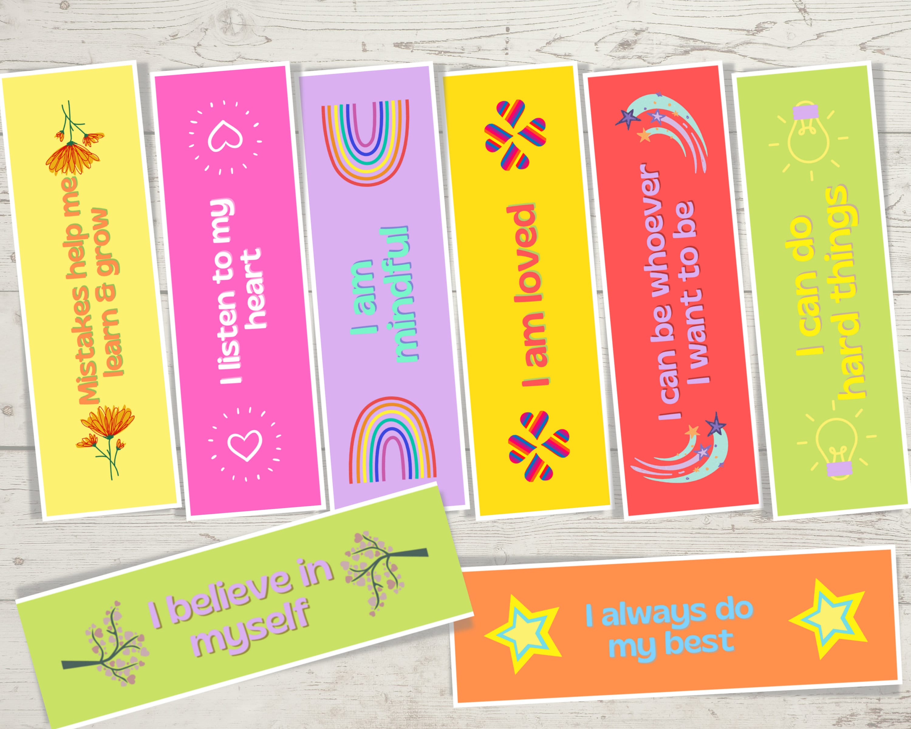 Kids Printable Bookmarks - Positive Affirmations, Motivational ...