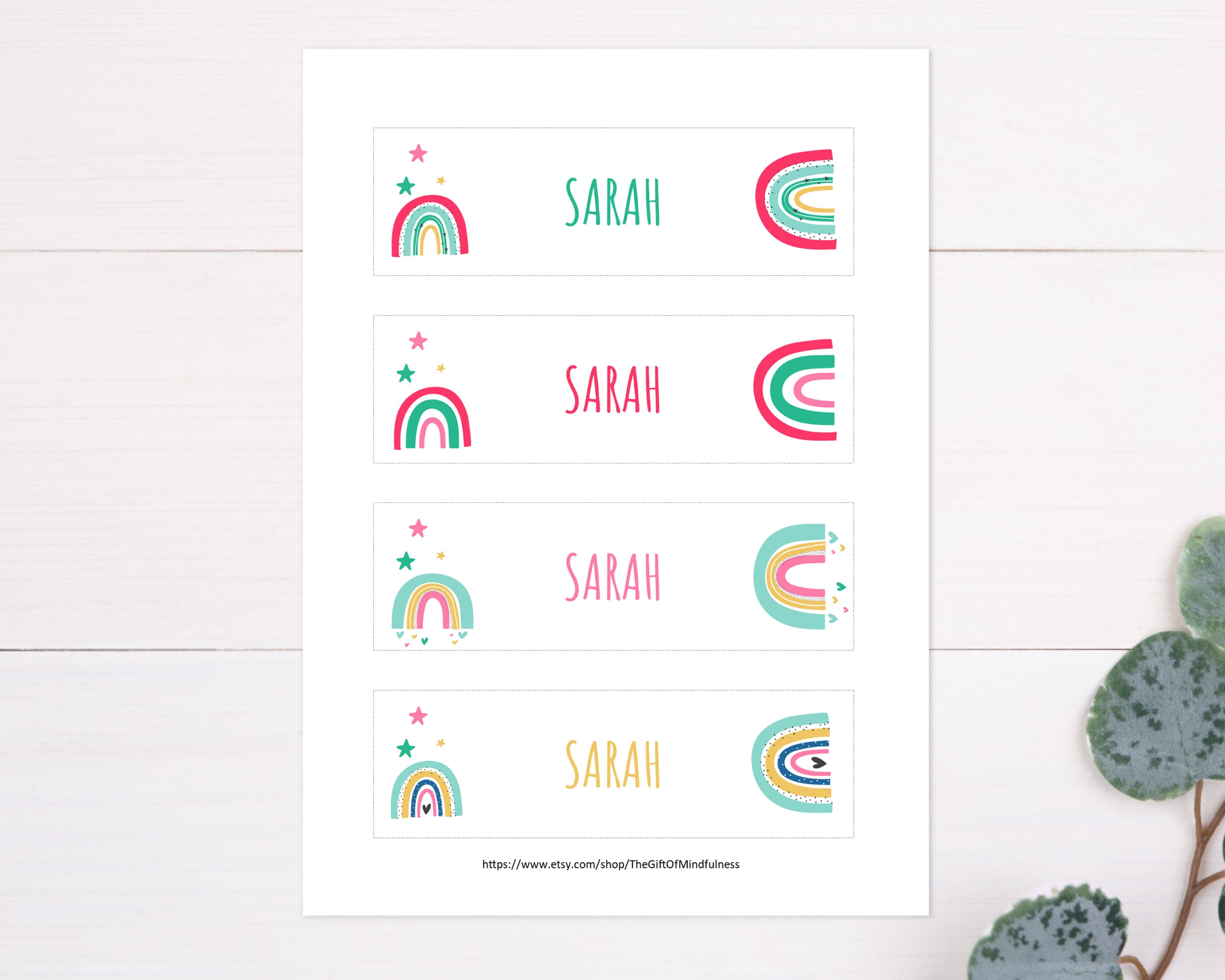 Printable Personalised Name Bookmarks Set of 4 Customizable Bookmarks ...