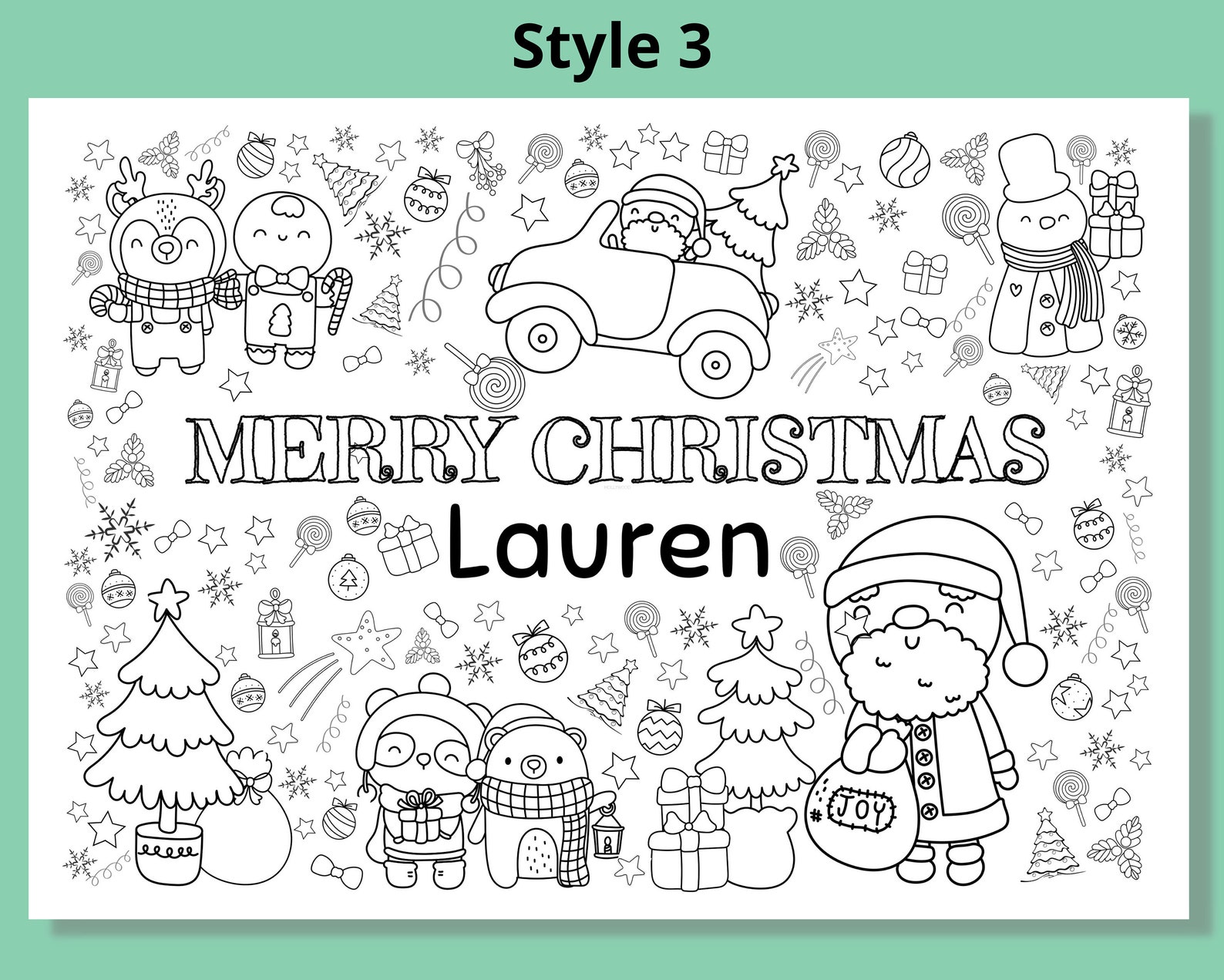 Personalized Kids Christmas Colouring Sheets, Add Your Child's Name ...
