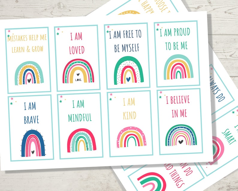 Kids Affirmation Cards - Rainbow Designs | Children's Positive ...