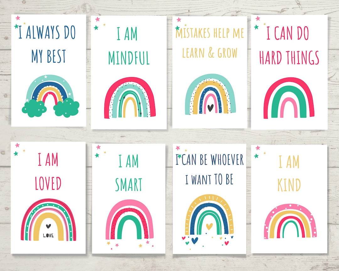 Kids Affirmation Cards - Rainbow Designs | Children's Positive ...
