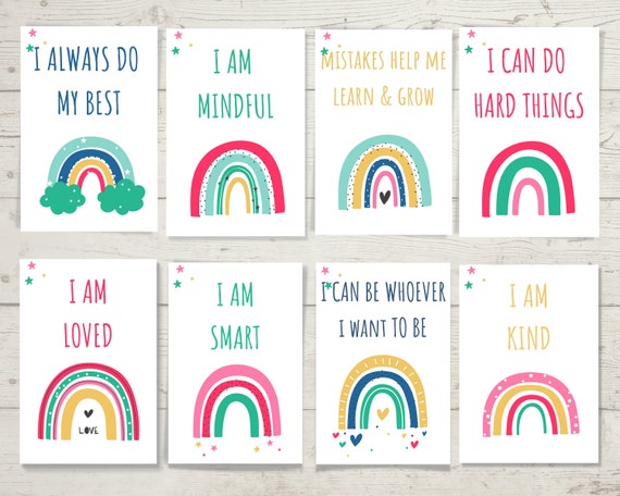 Kids Affirmation Cards Rainbow Designs Children's | Etsy