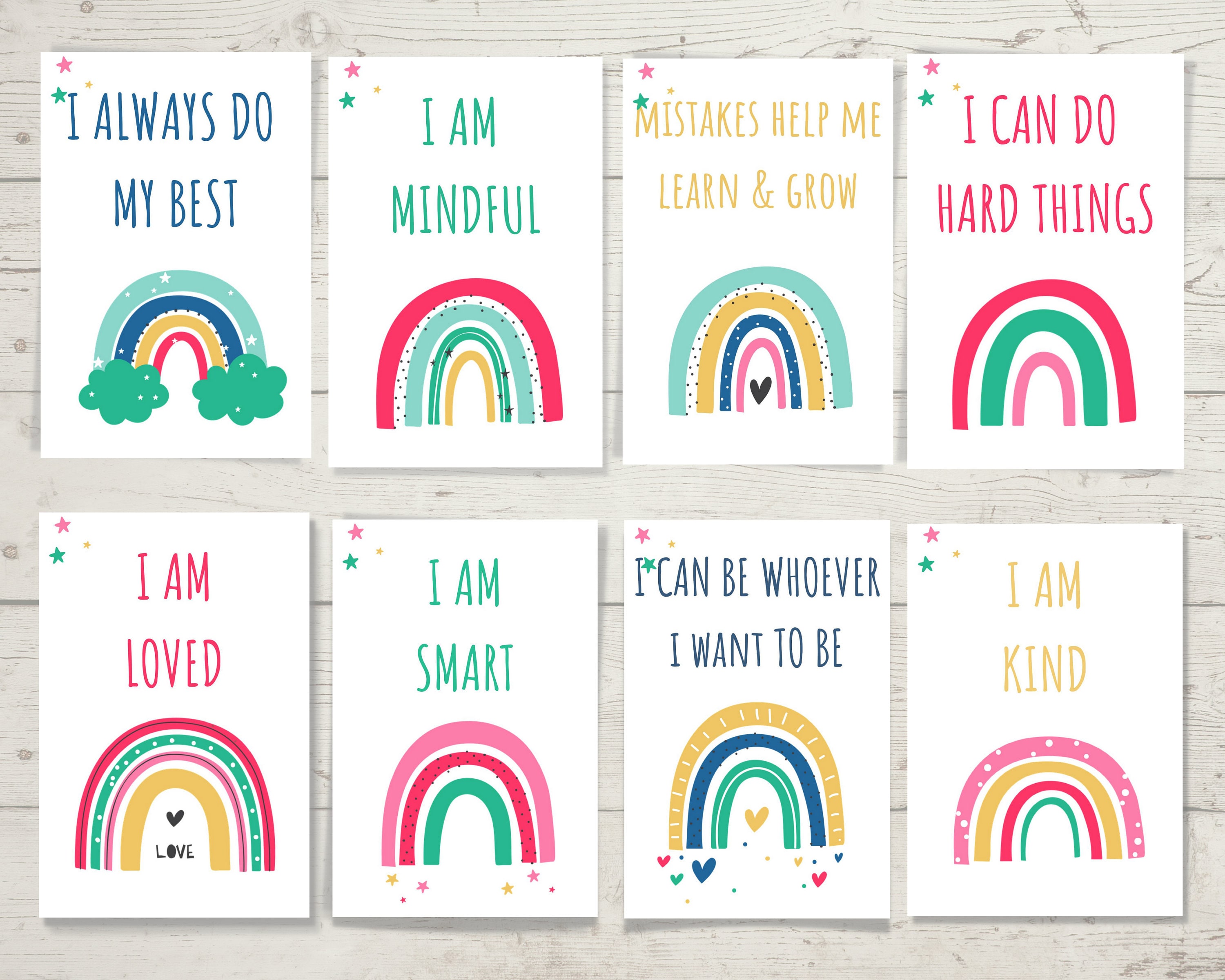 Kids Affirmation Cards - Rainbow Designs | Children's Positive ...