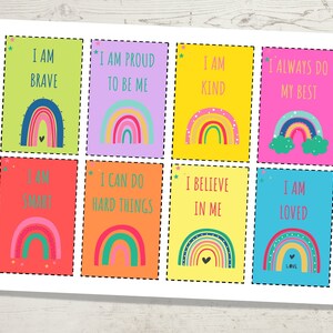 Kids Printable Affirmation Cards, Bright Rainbows Design, Encourage A ...