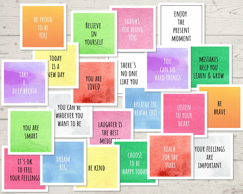 Printable Positivity Cards, Mini Affirmations Cards and Encouragement ...