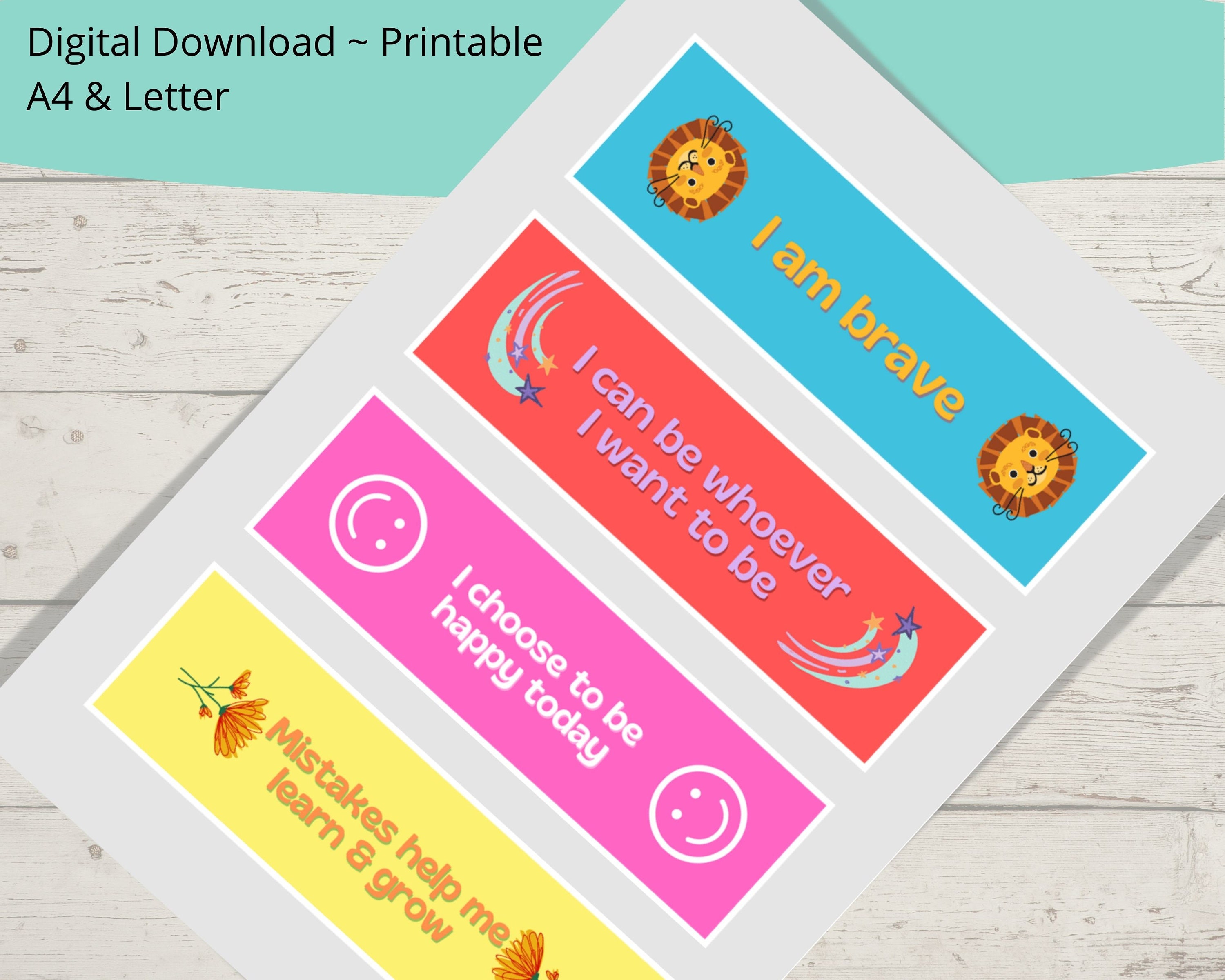 Kids Printable Bookmarks Positive Affirmations, Motivational Bookmarks ...