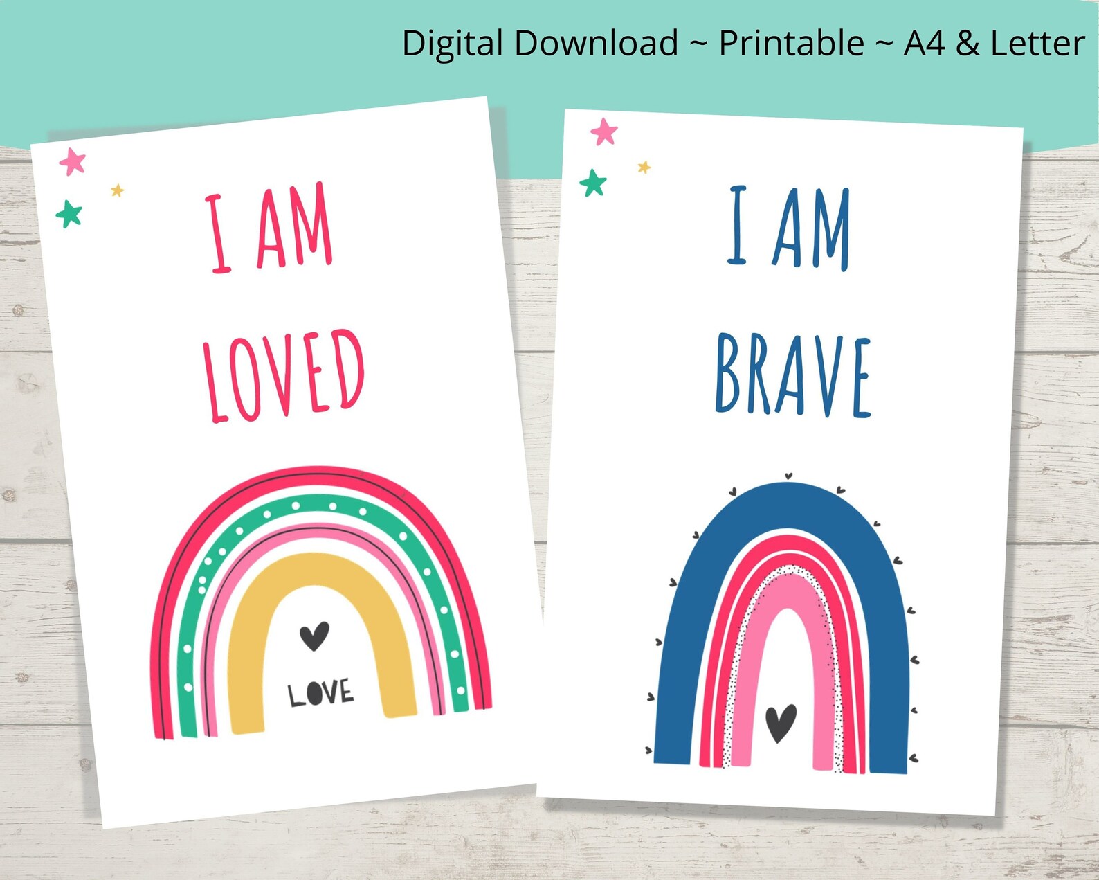 Kids Affirmation Cards Rainbow designs Children's | Etsy