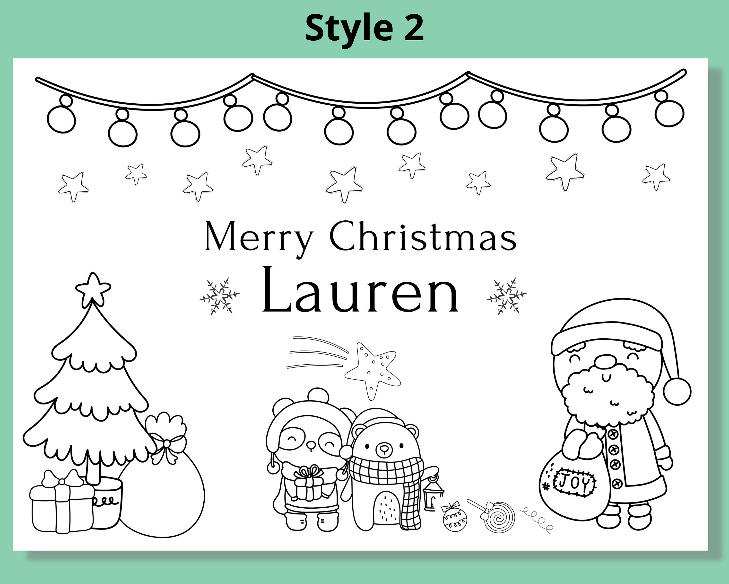 Personalized Kids Christmas Colouring Sheets, Add Your Child's Name ...