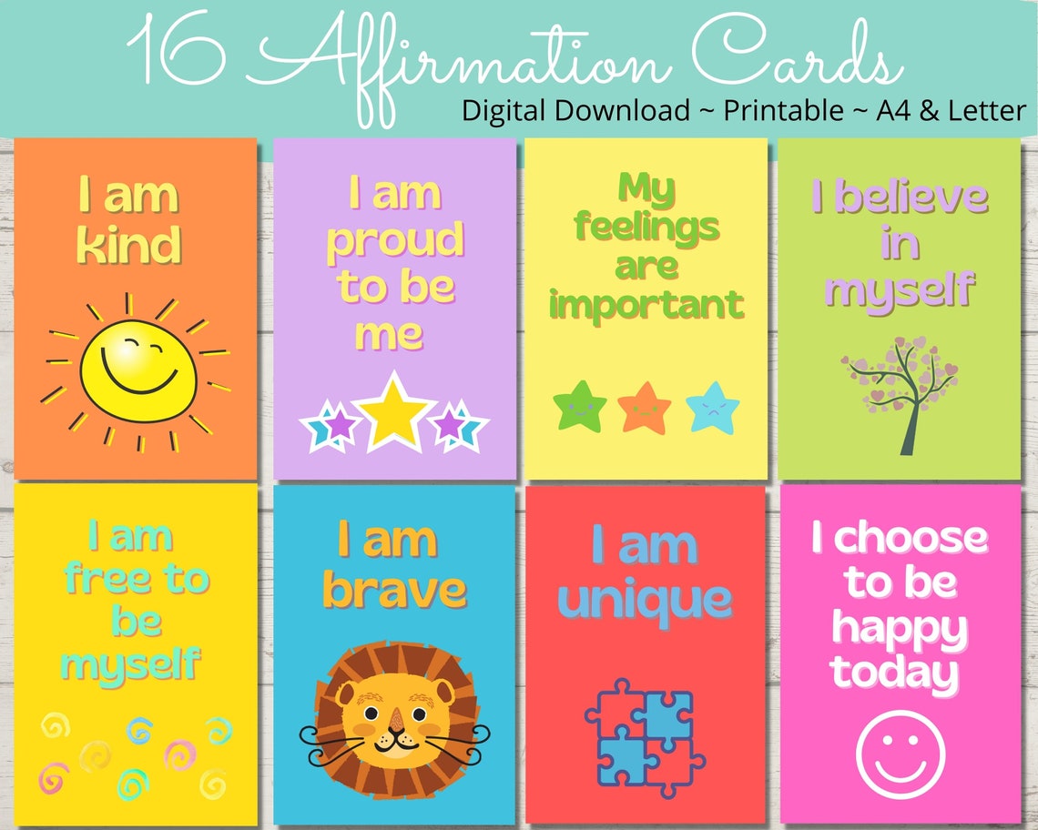 Kids Affirmation Cards Children's Positive Affirmations Encourage A ...