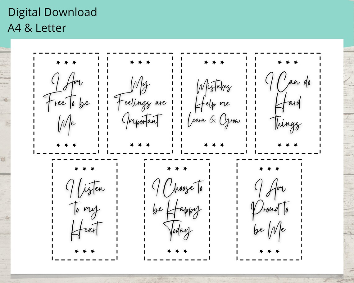 Printable Affirmation Cards, Positive Affirmations for Kids, Teenagers ...