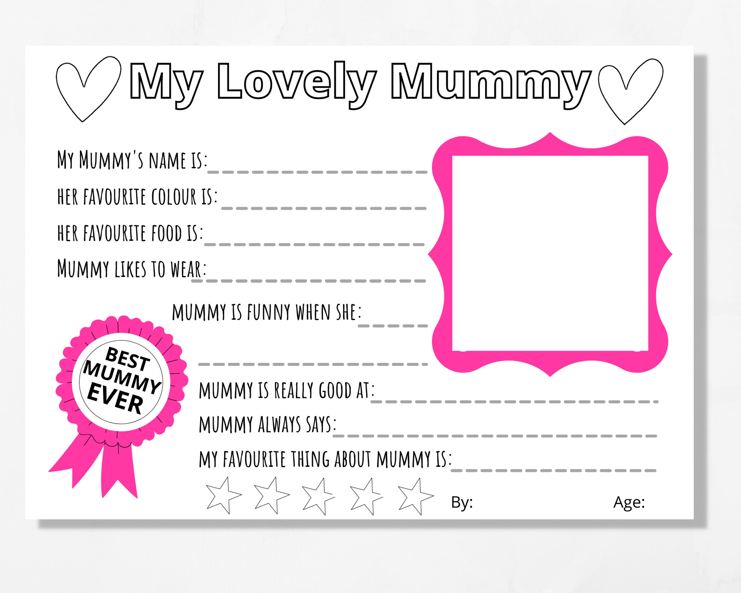 All About Mum / Mummy Printables, Birthday, Mothers Day Q&A - My Lovely ...