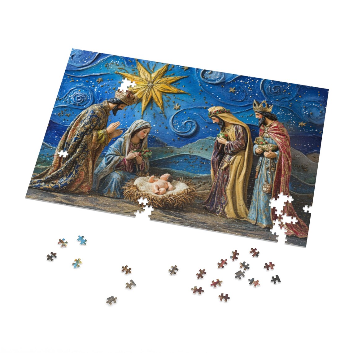 Mother Mary Baby Jesus and 3 Wisemen Puzzle 1,000 Pcs, Nativity ...