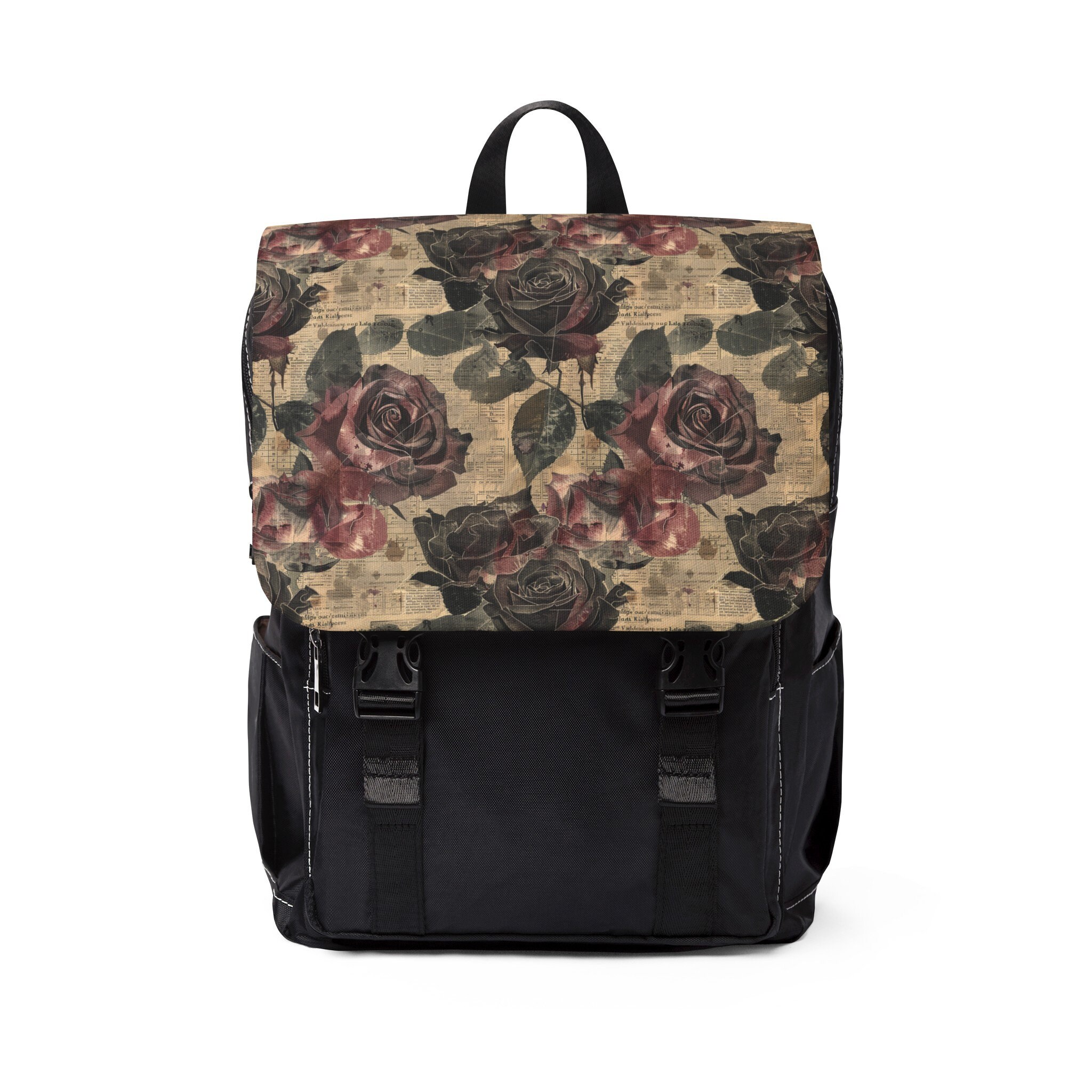 Vintage Roses on Newspaper Backpack Mother's Day Gift School Hiking ...