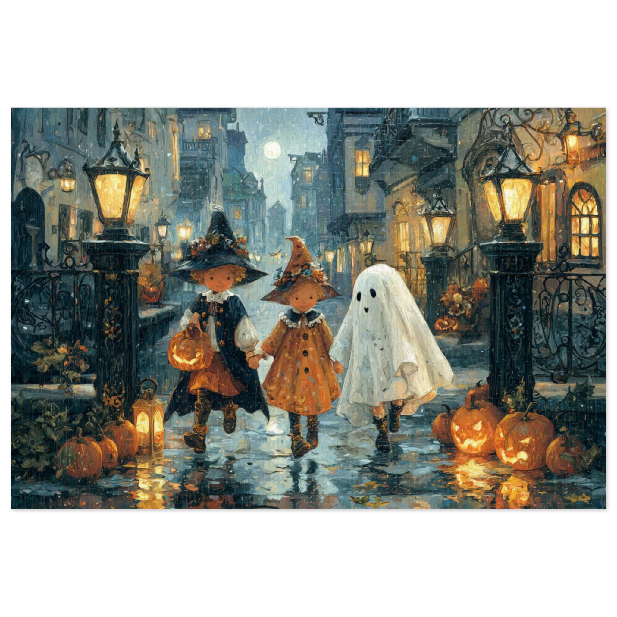 Vintage Halloween Jigsaw Puzzle: Ghost, Witch & Pumpkin - 1000 Piece - Etsy