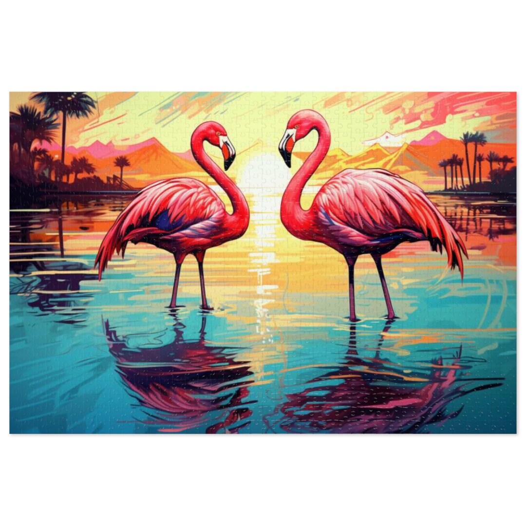 A Pair of Love Flamingos Jigsaw Puzzle 1000-piece Family Game Night ...