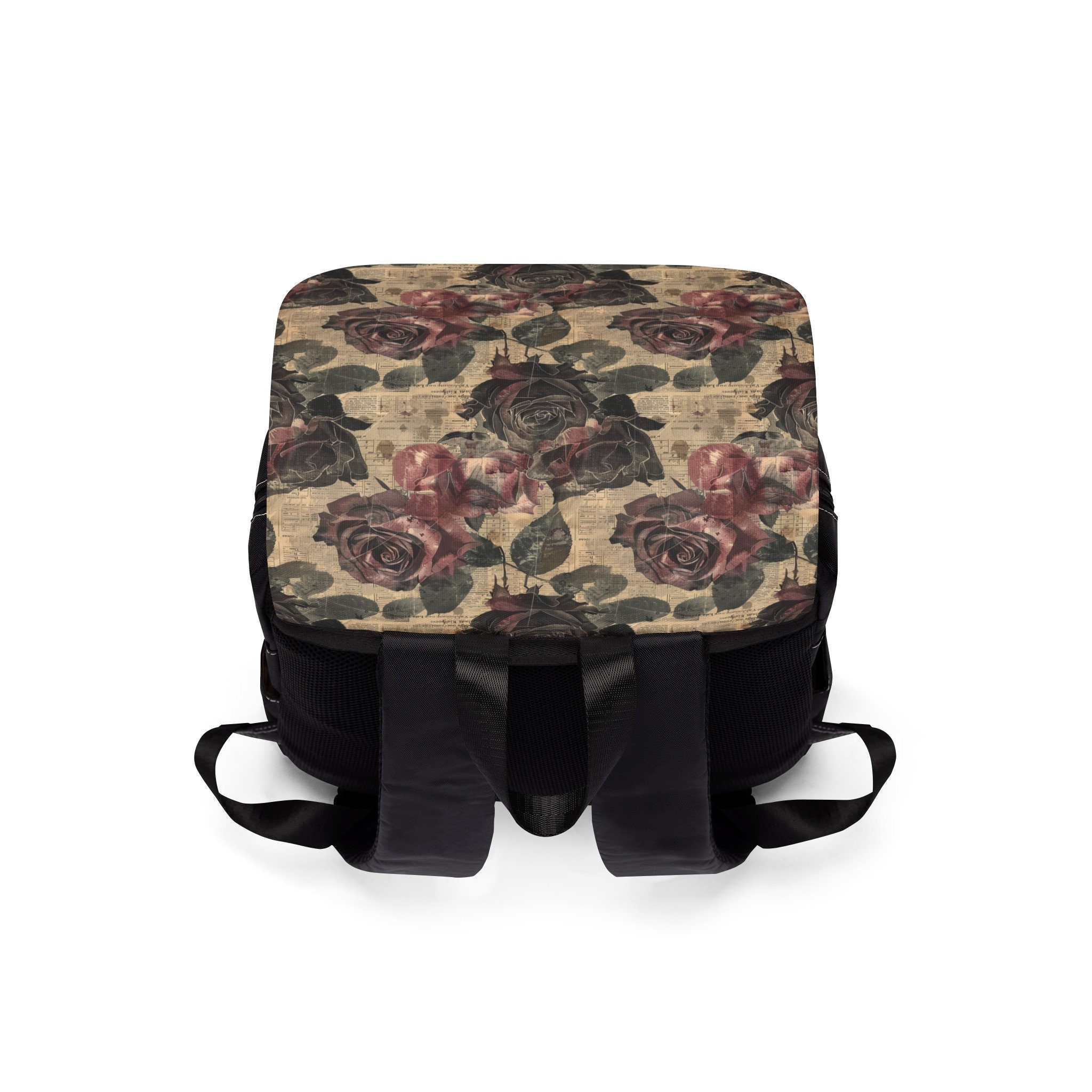 Vintage Roses on Newspaper Backpack Mother's Day Gift School Hiking ...